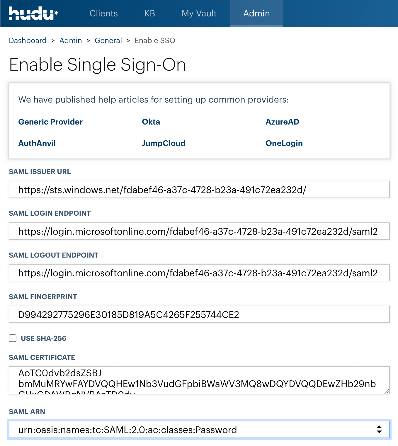 SAML/SSO with Microsoft Entra ID – Hudu Support
