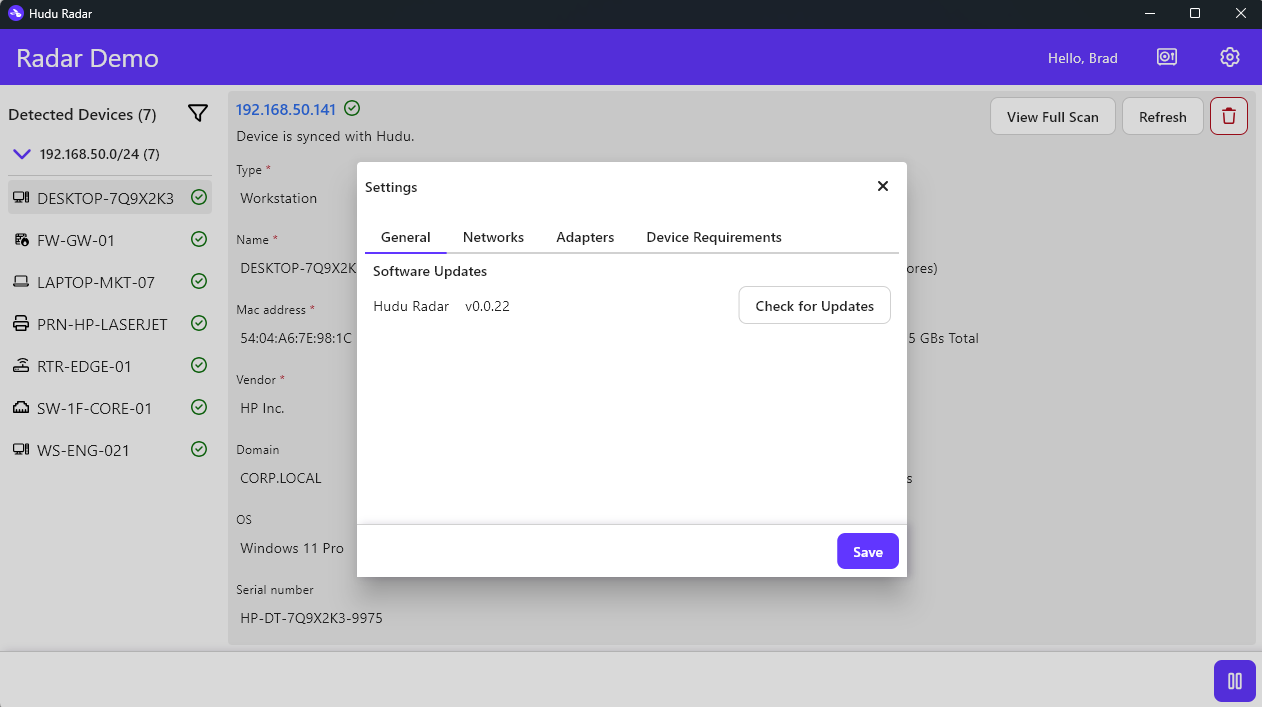 Hudu Radar Settings – Hudu Support